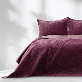 Tmavě růžový sametový prošívaný přehoz 220x240 cm Laila – AmeliaHome