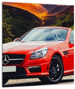 Obraz - červený Mercedes (30x30 cm)