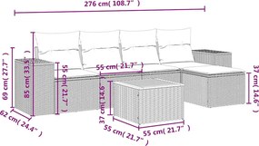 6dílná zahradní sedací souprava s poduškami černá polyratan 3257749
