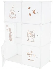 Tempo Kondela Dětská modulární skříňka, bílá/dětský vzor, DINOS
