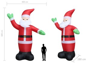 vidaXL Vánoční nafukovací Santa Claus LED IP20 600 cm XXL
