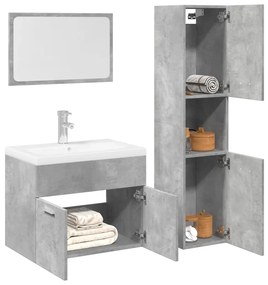 3dílný set koupelnového nábytku betonově šedý kompozitní dřevo 3324868
