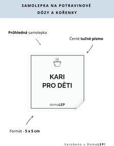 Samolepka na kořenky KARI PRO DĚTI průhledná 5 × 5 cm tučné písmo