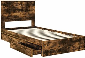 Postel s úložným prostorem se zásuvkou Kouřový dub 100 x 200 cm 3411240