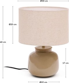 Béžová keramická stolní lampa s textilním stínidlem (výška 40 cm) Tay – Kave Home