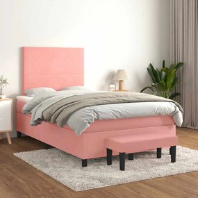 Box spring postel s matrací růžová 120x190 cm samet 3270462