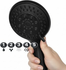 Erga Astat, nástěnná vanová baterie s ruční sprchovou soupravou, černá matná, ERG-YKA-BW.ASTAT-W-BLK22