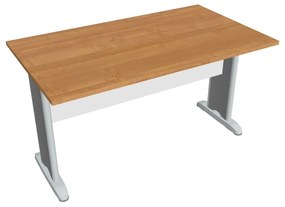 Stůl jednací rovný 140 cm - Hobis Cross CJ 1400 Dekor stolové desky: olše, Dekor lamino podnože: bílá, Barva nohou: Stříbrná