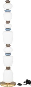 Bílá/ve zlaté barvě kovová LED stmívatelná stojací lampa s porcelánovým stínidlem/se skleněným stínidlem (výška 130,5 cm) Palo – Nova Luce