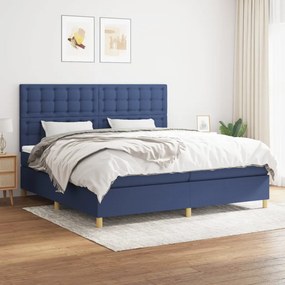 Box spring postel s matrací modrá 200x200 cm textil 3142687