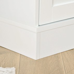 HOMCOM Knihovna 178,5 cm Vysoká skříň Vitrína se skleněnými dvířky 6 přihrádek Kuchyňská skříňka do obývacího pokoje Kuchyně bílá