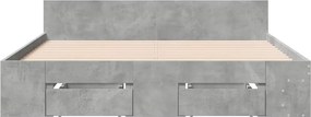 Rám postele se zásuvkami betonově šedý 160 x 200 cm kompozit 3280737