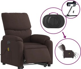 Elektrické zvedací masážní polohovací křeslo tmavě hnědé textil 3204865
