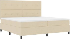 Postel s boxspringem s čelo Krémová 200 x 200 cm textil 3339418