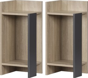 HOMCOM Šedý moderní noční stolek s otevřenou policí, sada 2 kusů z dřevotřísky pro ložnici a obývací pokoj, 27x25x60 cm | Aosom