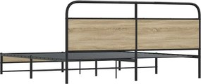 Kovový rám postele bez matrace kouřový dub 200 x 200 cm 3318683