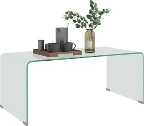HOMCOM Průhledný Skleněný Kávový Stolek Obdélníkový Moderní Design Temperované Sklo s Bezpečnými Zaoblenými Okraji 80 x 45 x 35 cm