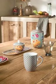 Pip Studio Blooming Tales hrnek XL 440 ml, modrý (Květinový XL hrnek)