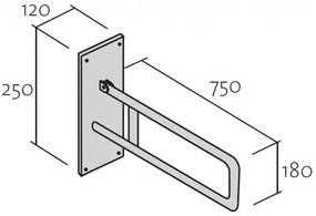 Cersanit Etiuda, pohyblivé madlo na zeď, 75cm, chromová, K97-035