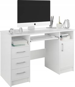 MBN Počítačový stůl se šuplíky MODERN N11 124 cm - Bílý