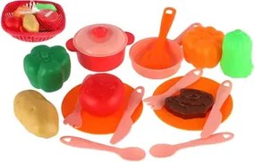 TEDDIES Sada nádobí v ošatce / Dětská kuchyňka / plast / v síťce / od