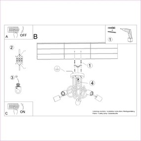Sollux SL.1478 - Přisazený lustr EMBER 5xE27/15W/230V černá/béžová/buk