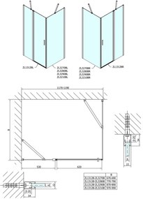 Polysan, Zoom Line Black obdélníková sprchová zástěna 1200x800mm L/P varianta, ZL1312BZL3280B