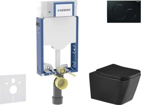 Geberit Kombifix - Set předstěnové instalace, klozetu Arkas I a sedátka softclose, tlačítko Sigma01, černá SANI15CA5509