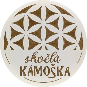 AMADEA Dřevěný podtácek kulatý text "skvělá kámoška", průměr 10,5 cm, český výrobek