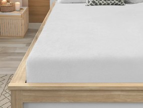 Sada mikroplyšového povlečení SNOWFALL červené + prostěradlo mikroplyš SOFT 90x200 cm bílé, jednolůžko