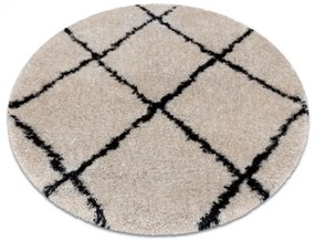 koberec FLUFFY 2373 kruhový shaggy laťková mříž krém / antracit velikost kruh 160 cm | krásné koberce cz