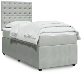 Box spring postel s matrací světle šedá 80 x 200 cm samet 3292202