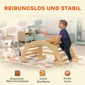 AIYAPLAY Montessori prolézačka pro vnitřní použití, dřevěný prolézací oblouk 2 v 1, pro děti od 2 do 4 let, 110x52x45 cm, přírodní dřevo