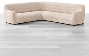 Bielastické potahy BRILLANTE béžové rohová sedačka (š. 350 - 530 cm)