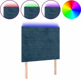 Čelo postele s LED tmavě modré 90x5x118/128 cm samet 3122604