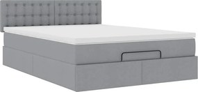 Osmanská postel s matrací &amp; LED světle šedá 140x190 cm látka 3312471