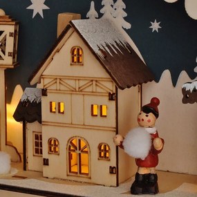 SOLIGHT LED adventní kalendář Horská chata, 10x LED, 50x40cm, 2x AA