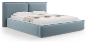 Světle modrá sametová čalouněná dvoulůžková postel s úložným prostorem s roštem 180x200 cm Arendal – Cosmopolitan Design