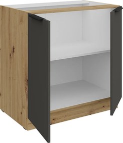 ARIA pa | dolní skříňka 80 D 2F policová | 80 cm | ANTI FINGERPRINT povrch | artisan/šedá grafit