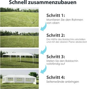 Costway Altánový stan zahradní altán s 5 odnímatelnými bočními stěnami – 3 × 9 m