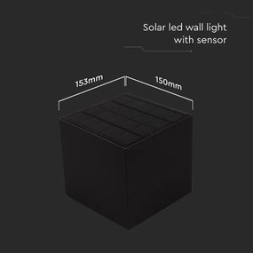 LED Solární nástěnné svítidlo se sen. LED/9W/3,7V 3000/4000/5000K IP65 černá