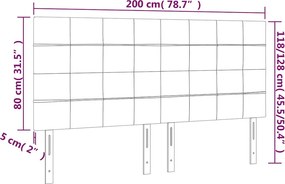 Čelo postele s LED tmavě modré 200x5x118/128 cm samet 3122494
