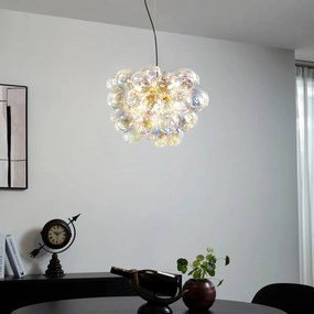 Závěsné svítidlo Art Deco zlaté s duhovým sklem 50cm 8-světelné - Uvas