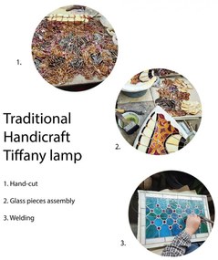Stolní lampa Tiffany Sequin modrá v art deco stylu – 40x61 cm