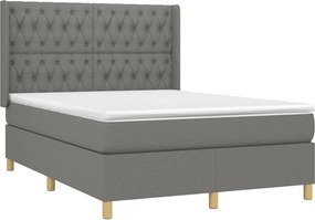 Box spring postel s matrací tmavě šedá 140x200 cm textil 3132234