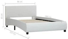 vidaXL Marketos Rám postele s LED světlem bílý umělá kůže 90 x 200 cm