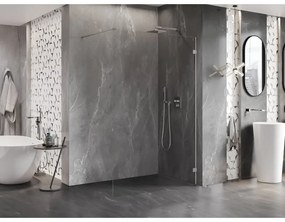Mexen Lunar sprchová stěna pravá 110 x 200 cm, 8mm čiré sklo, broušená ocel, 830-110-000-97-00-P