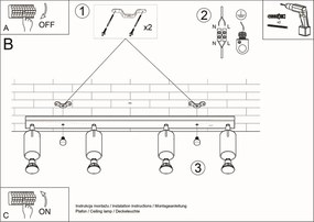 Sollux Lighting Stropní svítidlo RING 4L černé