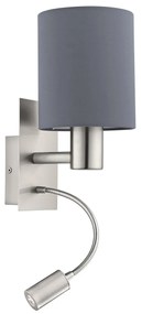 EGLO Nástěnná lampa se čtecím LED ramenem PASTERI, šedé 96479