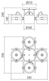 Redo 01-2401 - Přisazený lustr POOH 4xE27/42W/230V buk